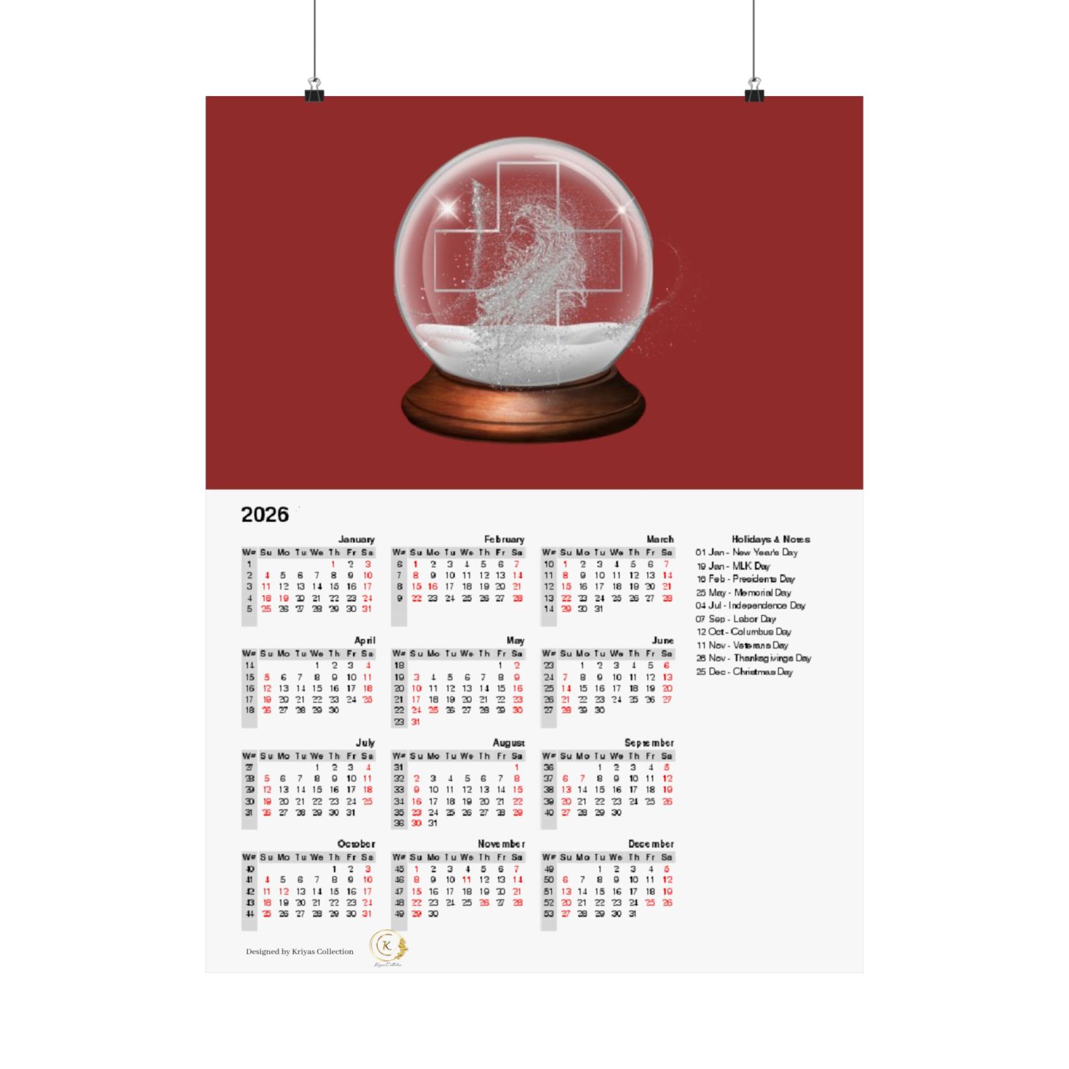 2026 Snow Globe Calendar Poster — Satin 300gsm – KRIYAS COLLECTION ...